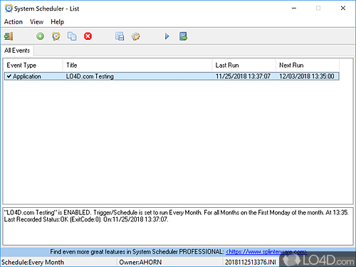 System Scheduler Free - Screenshots