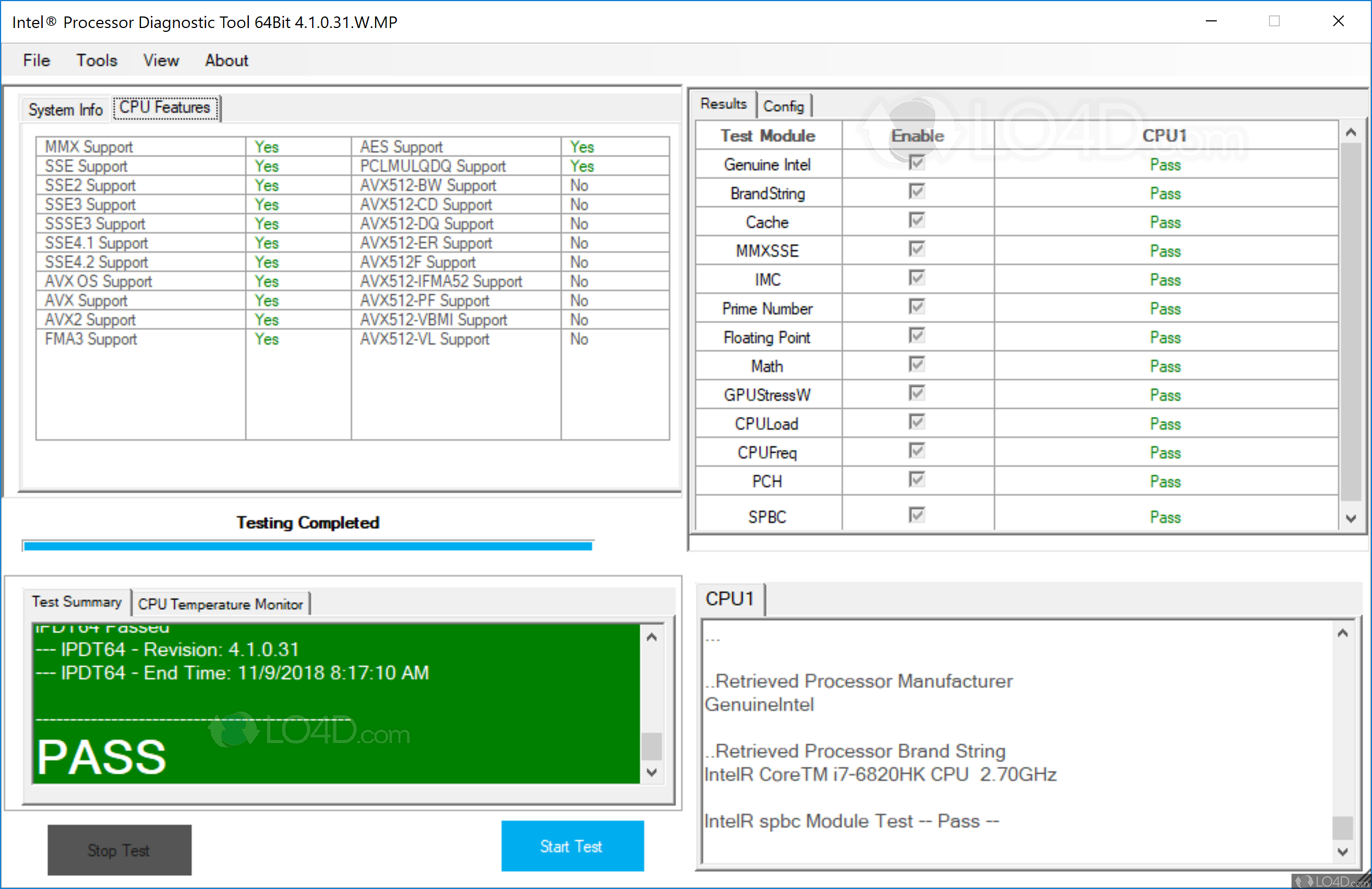 Intel Processor Diagnostic Tool - Download