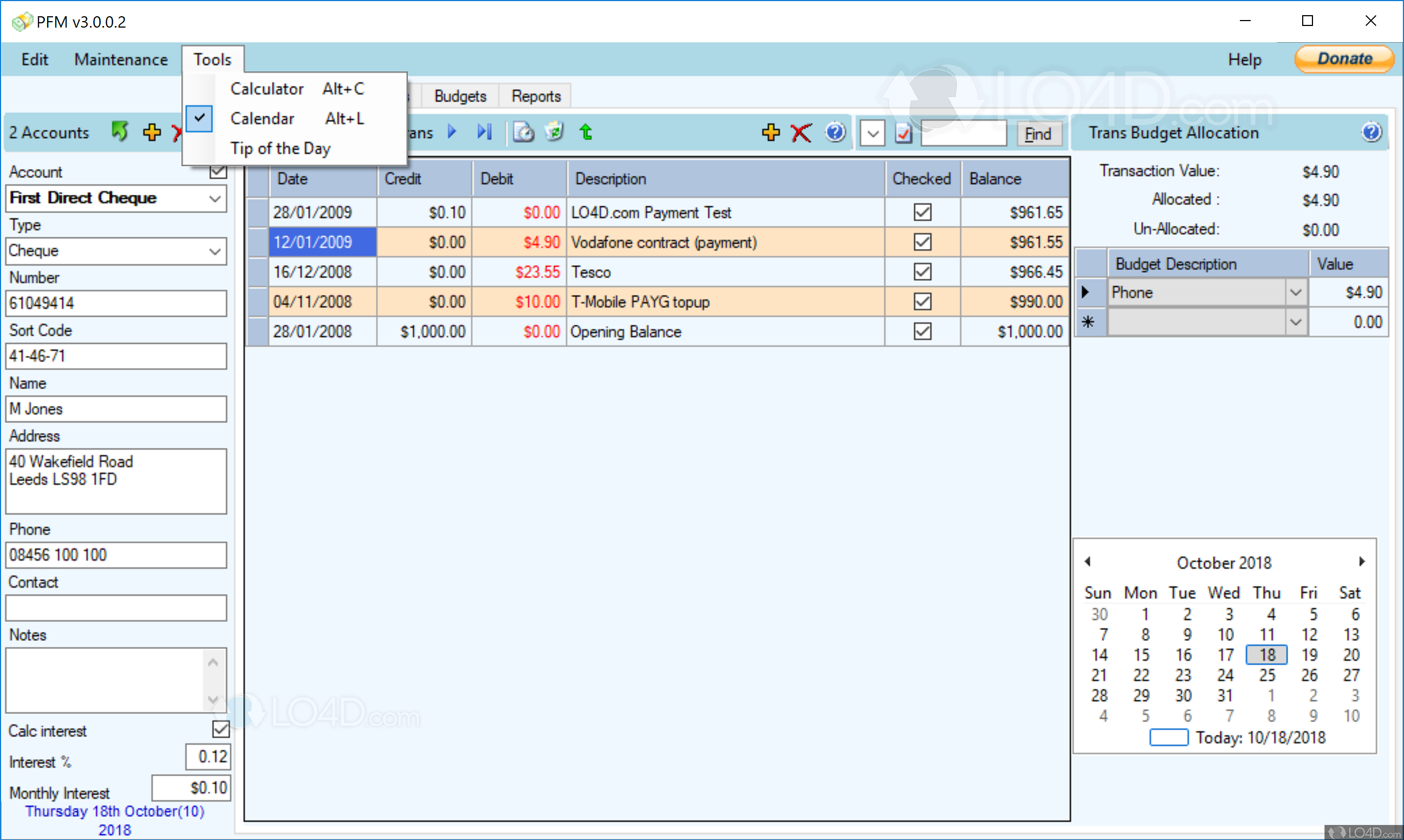 PFM - Personal Finance Manager - Download